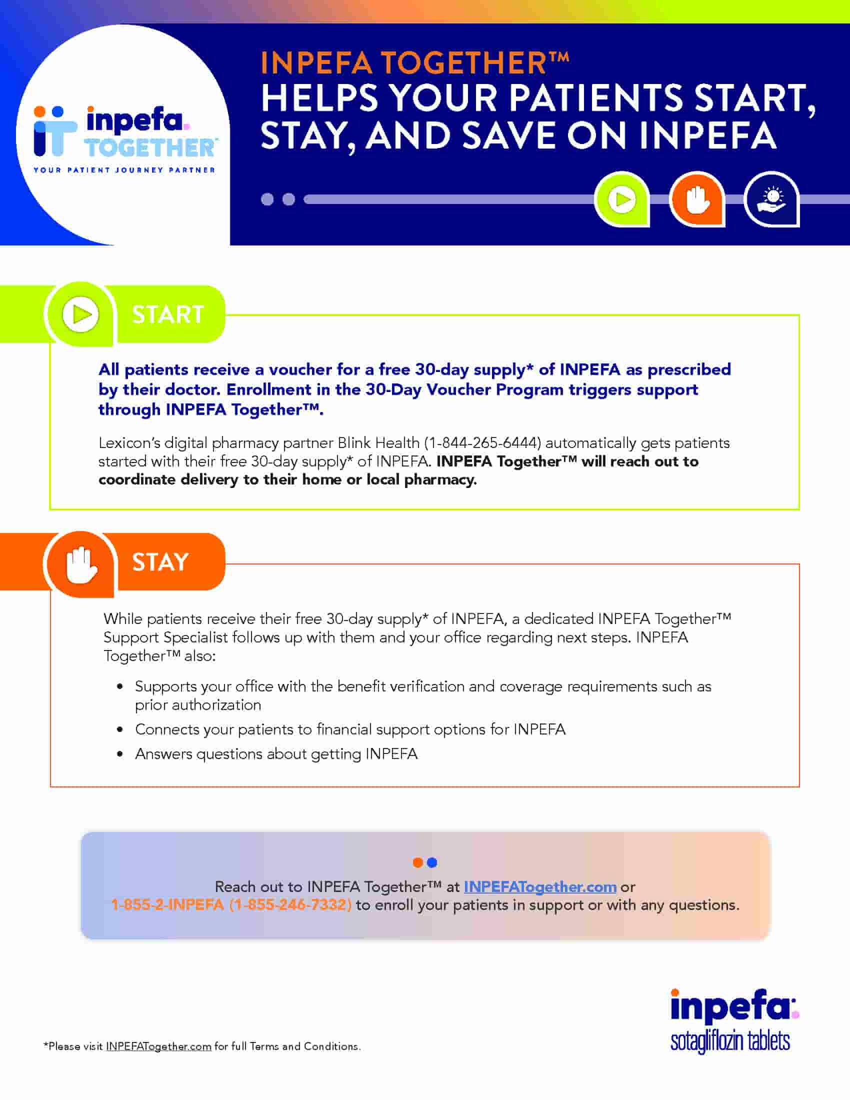 Help your patients start, stay and save on INPEFA